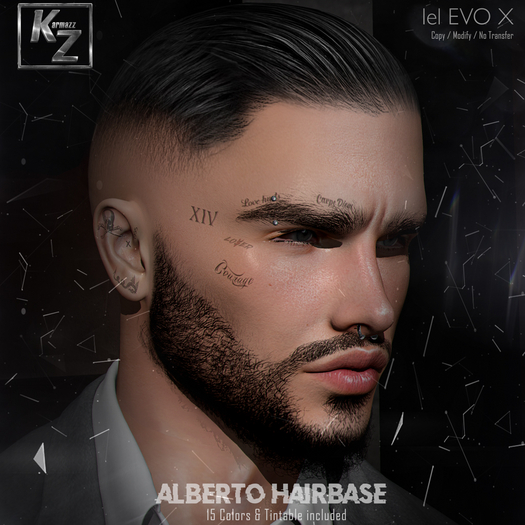 Second Life Marketplace - KARMAZZ Alberto Hairbase - Tintable included - EVOX